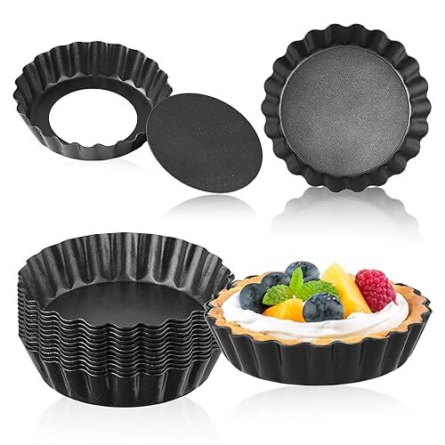Egg Tart Molds 12 PCS 3 Inch Nonstick Mini Tart Pans with Removable ...
