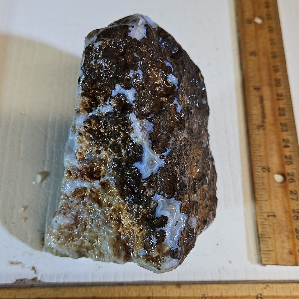 Calandria agate rough. Beautiful blue & silver banded agate, 1LB 9.0oz ...