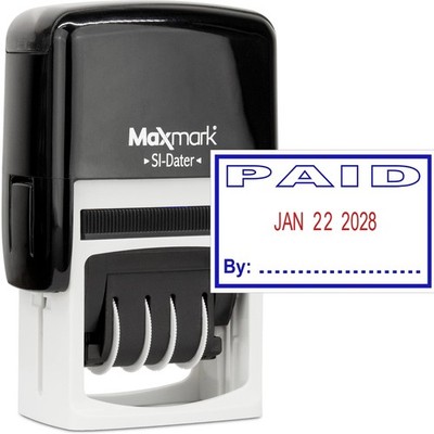 Paid Office Self Inking Date Stamp with 2 Color Blue Red Ink Dater ...