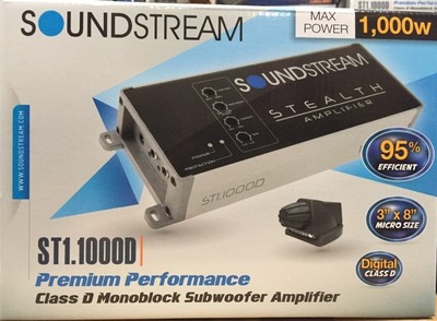 Soundstream Stealth ST1.1000D 1000 Watt Compact Mono Class D Audio ...