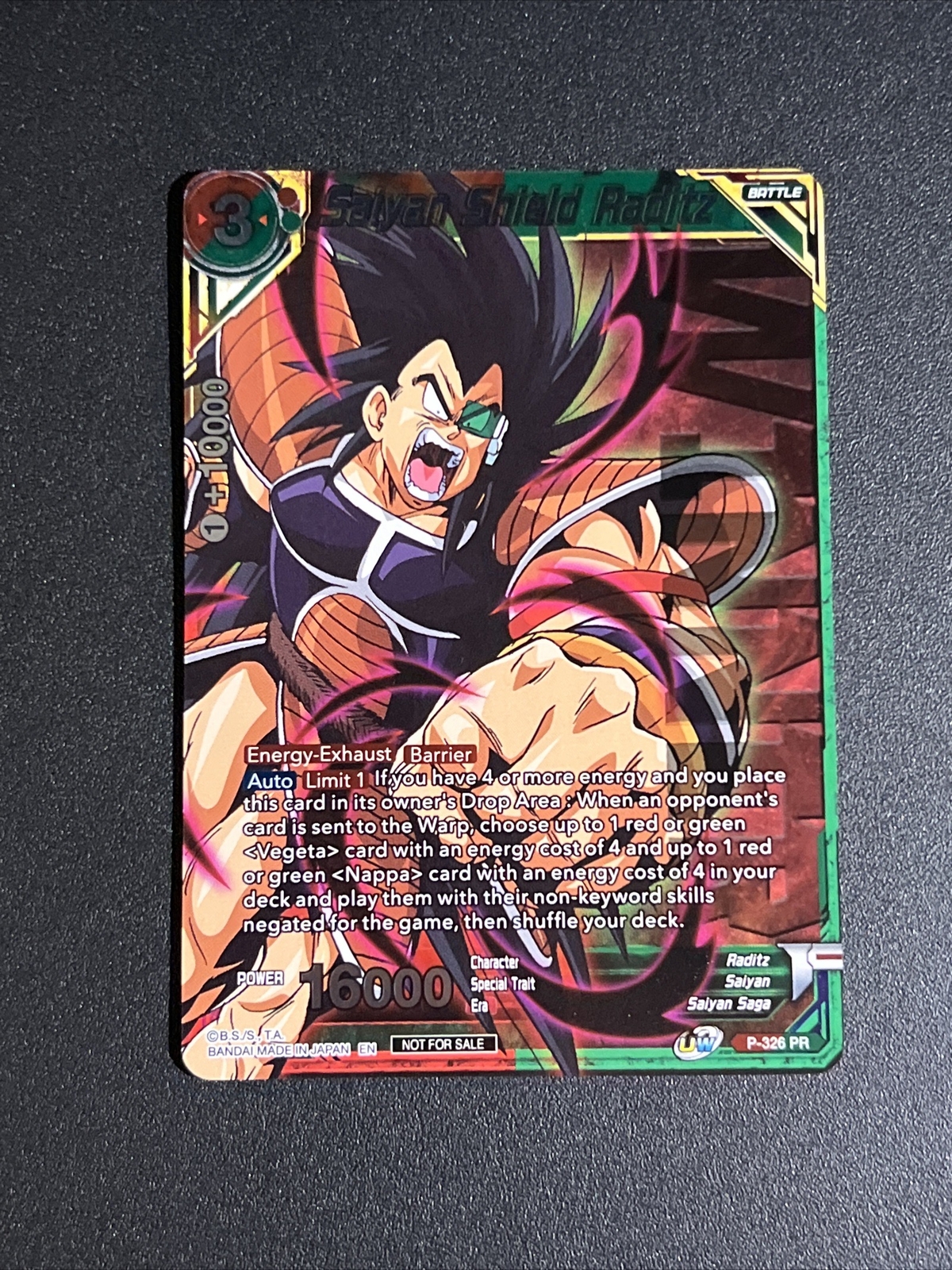 Dragon Ball Card Game Super Saiyan Shield Raditz Winner Stamp P-326 Pr ...
