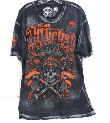 Affliction T-Shirt American Customs Live Fast Skull Cyber XL | eBay