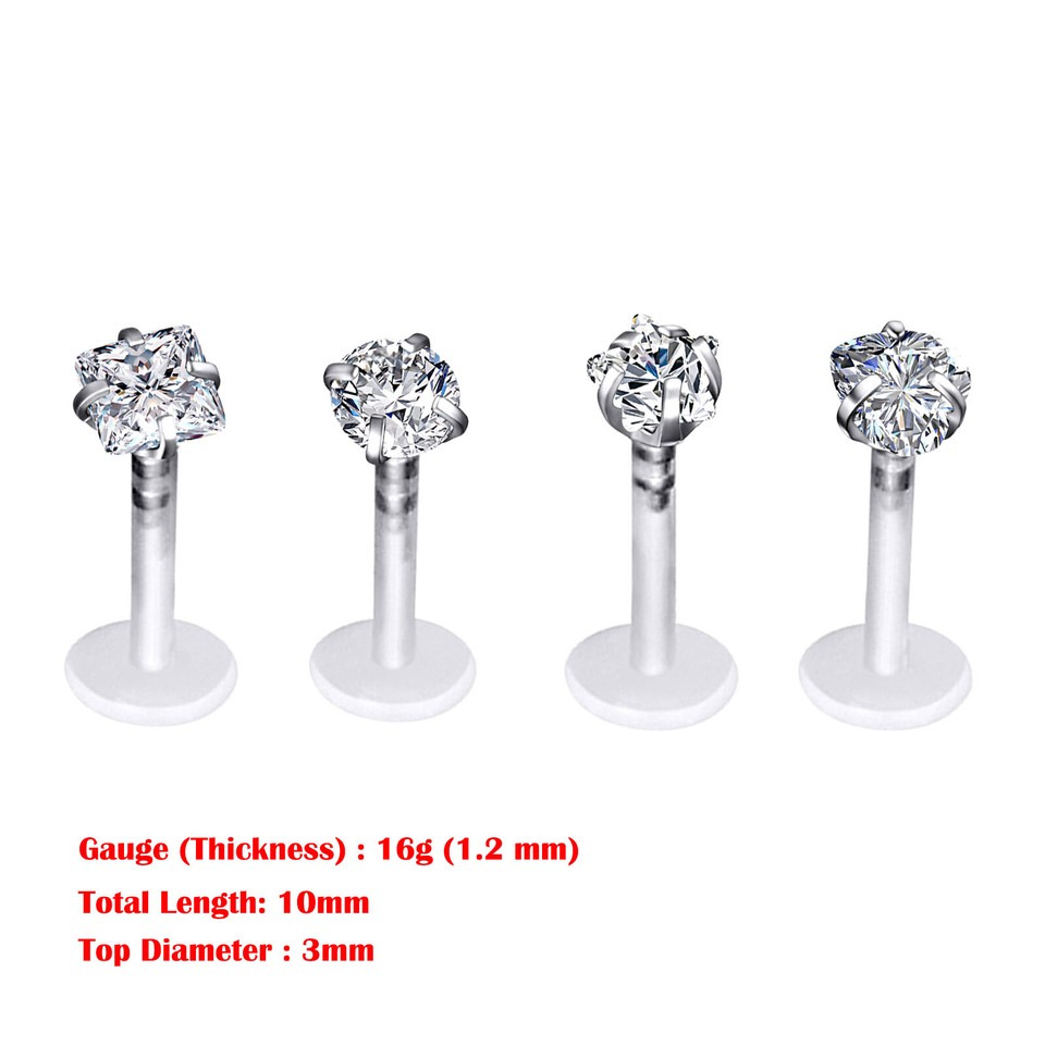 16G Labret Rings Lip Studs Surgical Steel/UV Nose Ring Tragus Cartilage ...