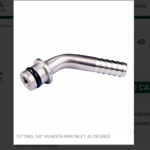 FITTING, 3/8" WUNDER-BAR INLET 45 DEGREE # 7090 | eBay