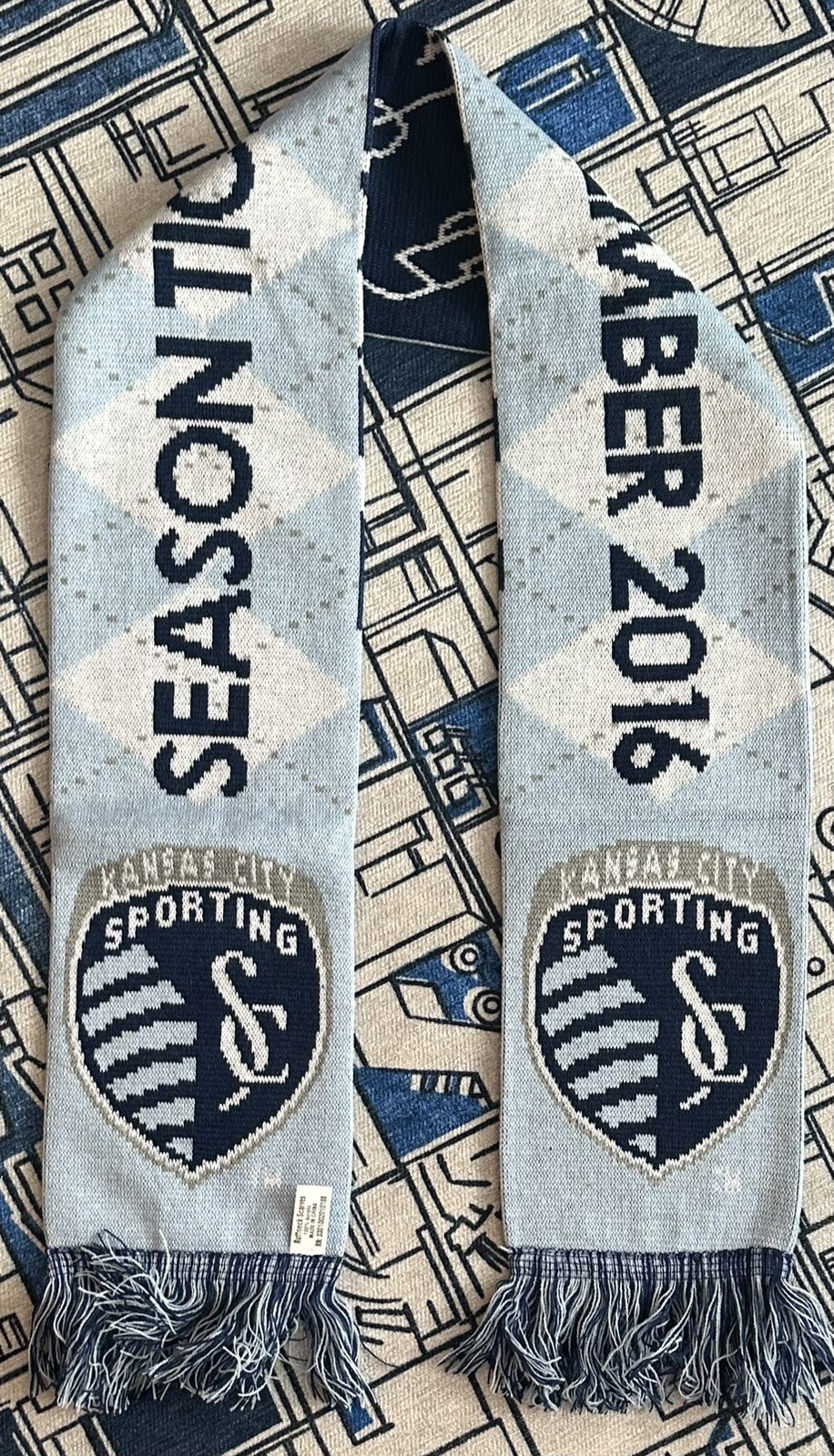 MLS Sporting KC Kansas City Soccer Blue Scarf 2016 Season Ticket Member ...