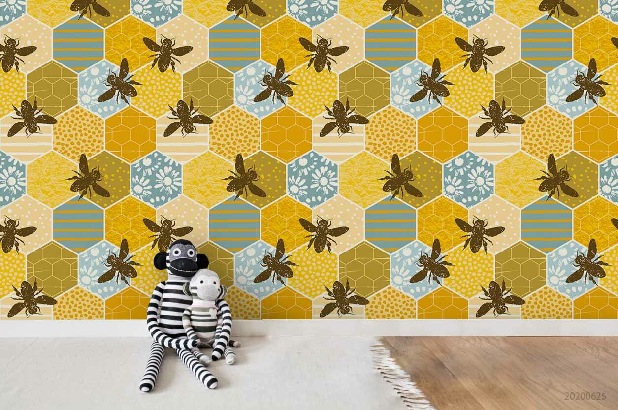 3D Bees Pattern Wallpaper Wall Mural Removable Self-adhesive Sticker ...