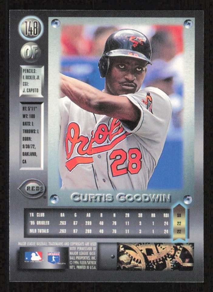 1996 Metal Universe CURTIS GOODWIN card #148 CINCINNATI REDS Baseball ...