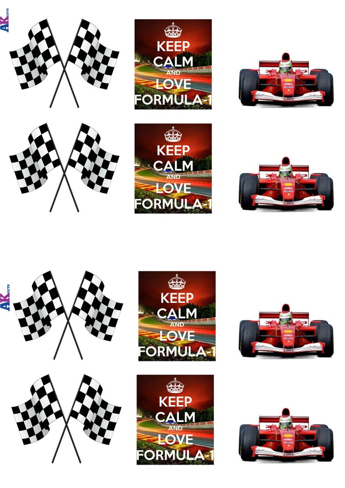 PRECUT Formula 1 One Themed 12 Edible Cupcake Toppers Cake Decorations ...