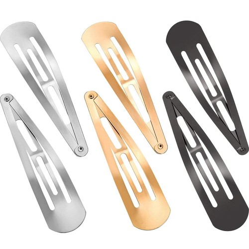 30pcs No Slip Large Metal Snap Hair Clips 3.2" Grips Barrettes Teardrop ...