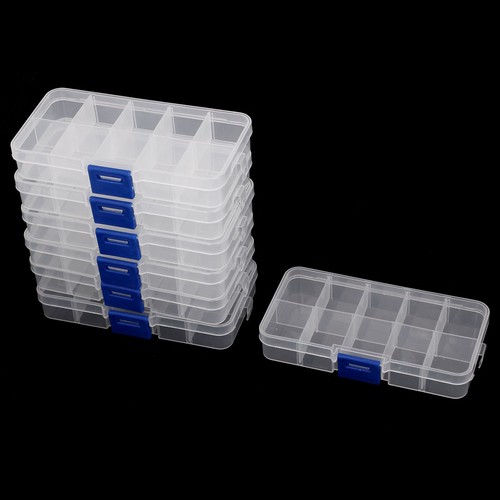 Plastic 10 Section Sundries Jewelry Screws Holder Storage Box Clear ...