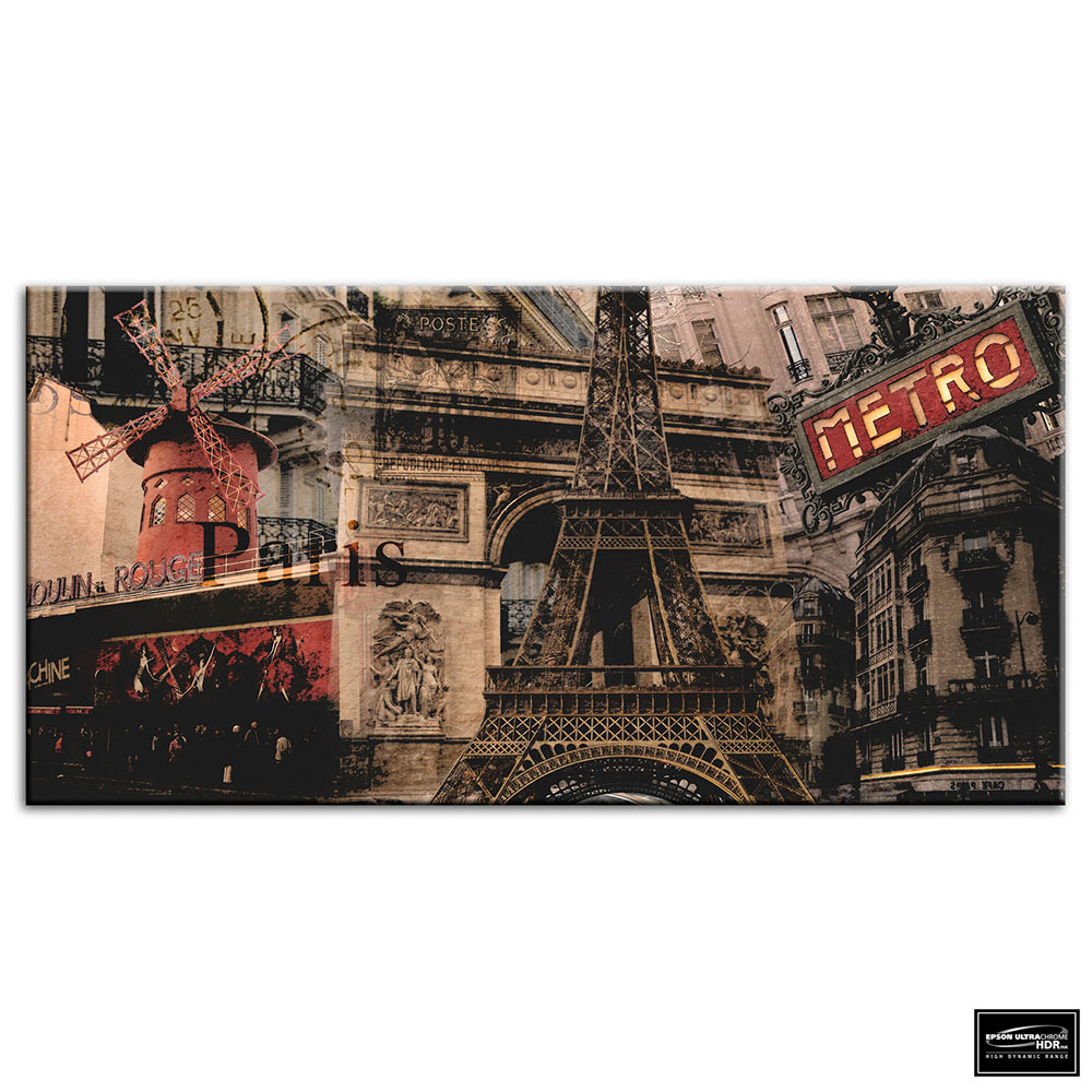 Paris Vintage Collage City BOX FRAMED CANVAS ART Picture HDR 280gsm | eBay