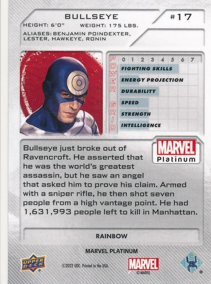 #17 BULLSEYE 2023 Upper Deck Marvel Platinum RAINBOW | eBay