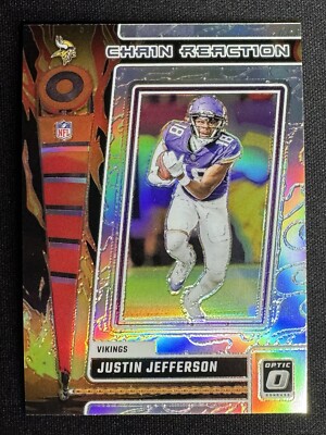 Justin Jefferson Vikings 2023 Panini Optic #CR-JJ Chain Reaction Silver ...