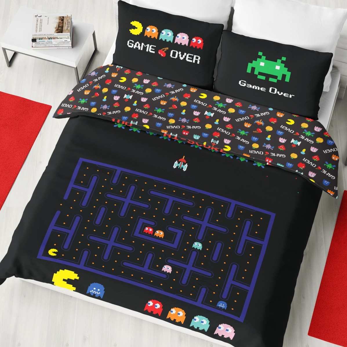 Retro Games Double Duvet Cover Set Pacman Space Invaders