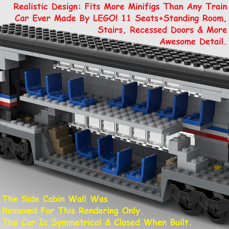 LEGO Double Decker Commuter Train Car CUSTOM Kit, MOC. 100% NEW LEGO ...