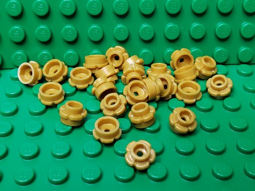 **25 CT LOT** Lego NEW pearl gold 1x1 round plate W/ 5 petal edge ...