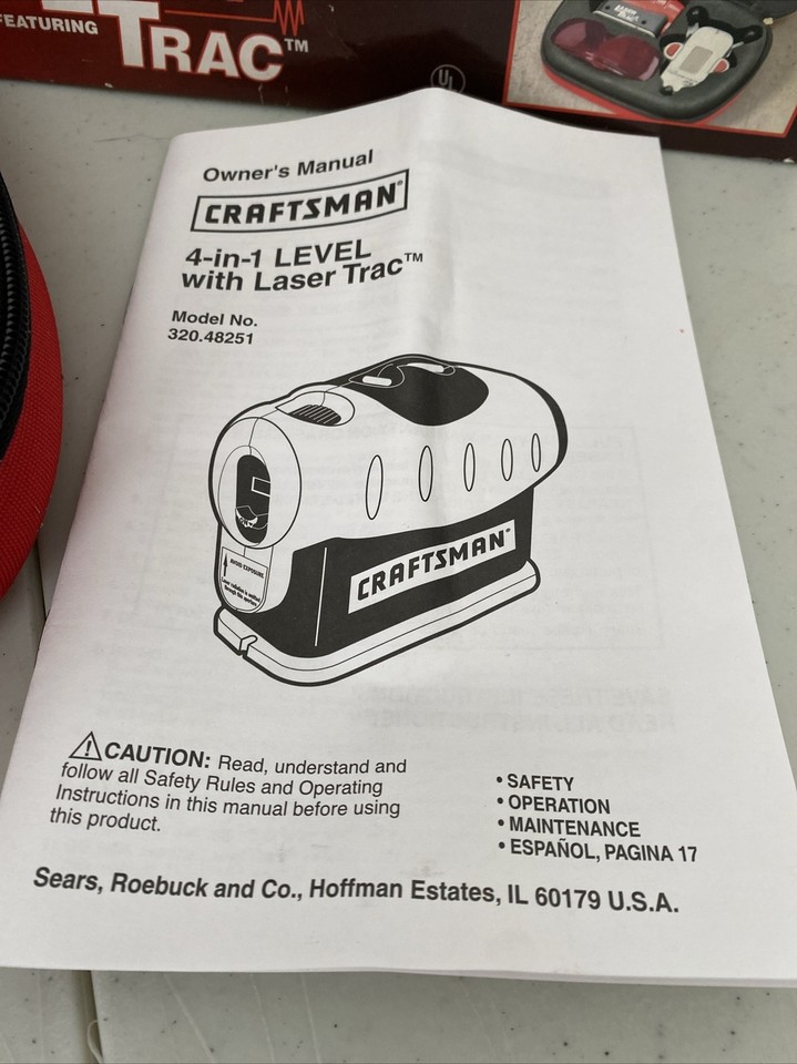 Craftsman 4-in-1 Laser Level with Laser Trac Zippered Case Model 948251 ...