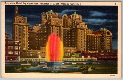 Vtg Linen Postcard Atlantic City Traymore Illuminated Atlantic City, NJ ...