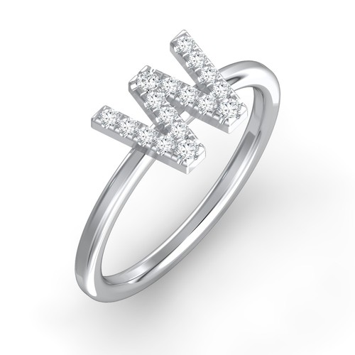 Sterling Silver Diamond E Initial Band Ring 1/6ct Size 7 Holiday Gift ...