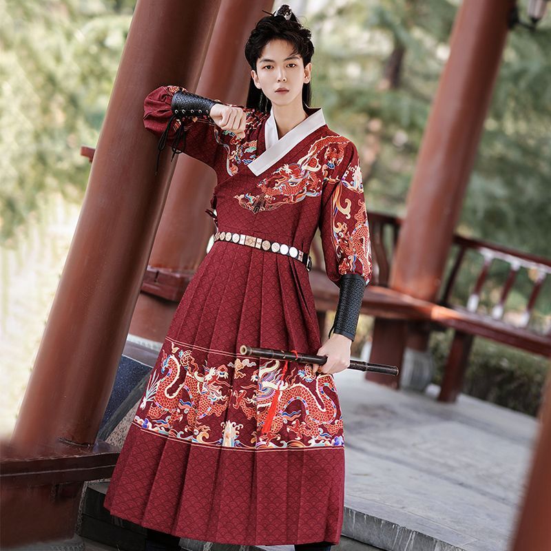 Mens Chinese Traditional Flying Fish Hanfu MIng Dynasty Costume Ancient ...