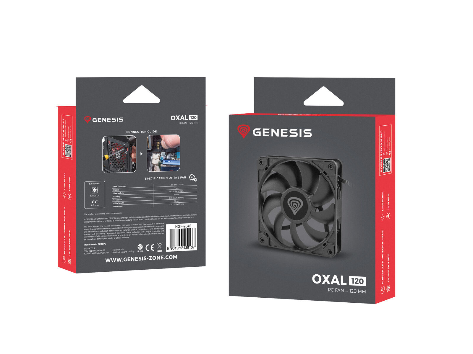 Genesis Oxal 120mm Case Fan - Black for sale online | eBay