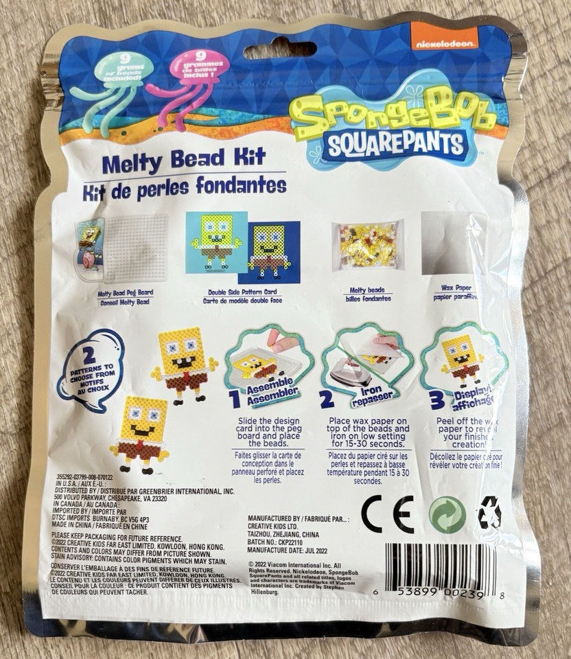 Nickelodeon SpongeBob SquarePants Melty Bead Craft Kit By Creative Kids ...