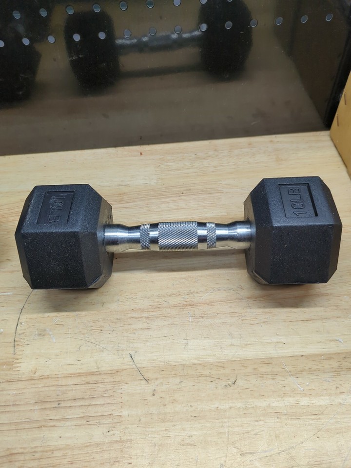 Sporzon Rubber Encased Pair of Hexagon Handheld Weight Dumbbells, 10 ...