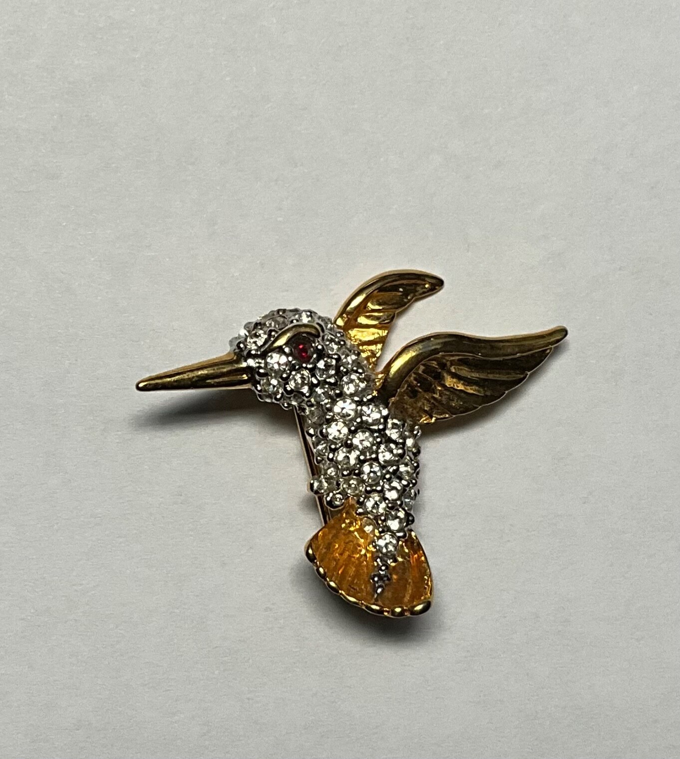 Butler Vintage Hummingbird Pin Brooch Rhinestone Crystal Gold Tone ...