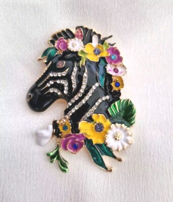 Zebra Head Flower Crown Brooch Vintage Inspired Jewellery Gift Unique ...