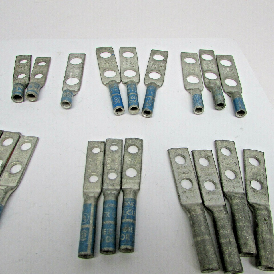 Burndy Lugs, Lot of 94 Assorted 1 and 2 Hole lugs, New | eBay