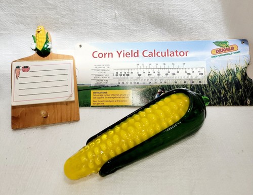 Corn On The Cob Lot of 3 Glass 5" Corn, Corn Note Pad & Corn Yield ...