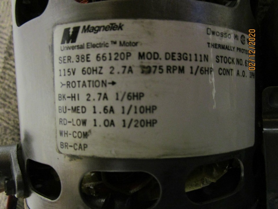 MAGNETEK DE3G111N 670 1/6HP,1/10HP,1/20HP DOUBLE SHAFT MOTOR 115V 1PH ...