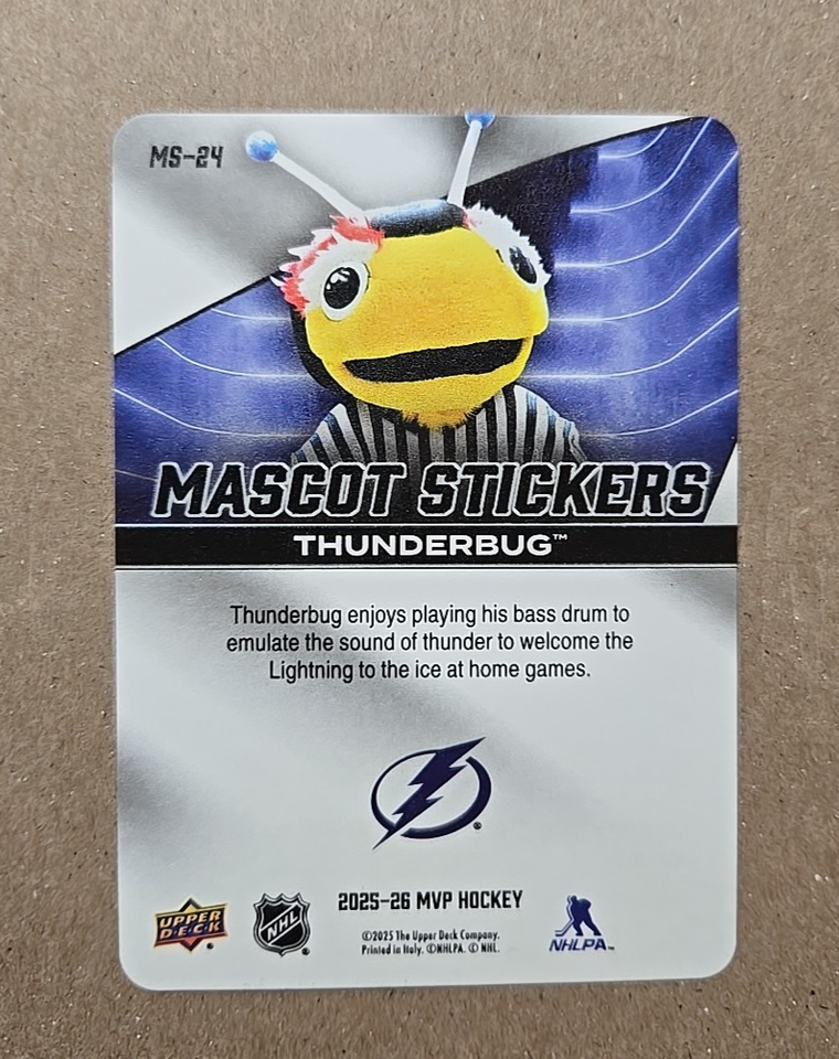 Thunderbug - Tampa Bay Lightning - 2025-26 UD MVP - Mascot Stickers ...