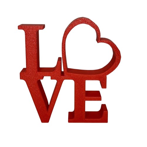 Red LOVE Sculpture Decorative Tabletop Art 3D Heart Design Modern ...