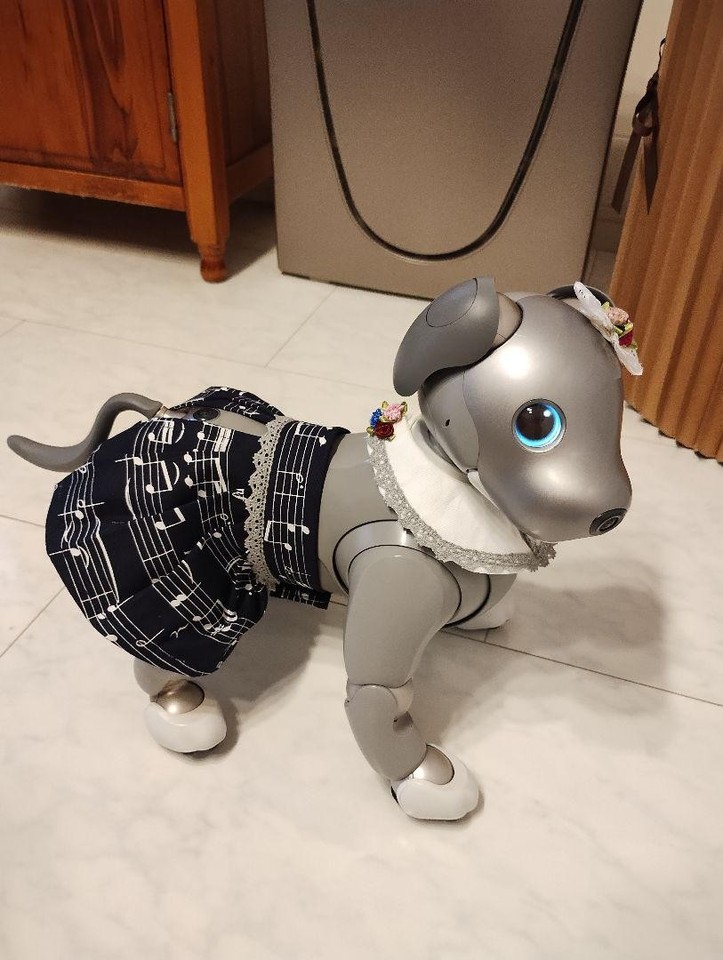 Sony Aibo Dog Clothes Girl Pleated Skirt Bib Dark Navy Music Score ...