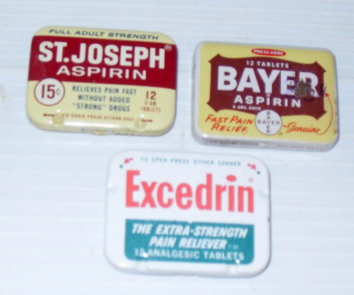 Vintage Aspirin Tin Lot St. Joseph Excedrin Bayer Empty | eBay