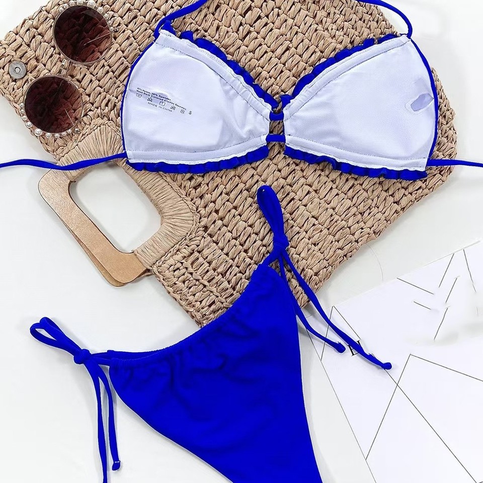 Modern Backless Bikini Set for Beachgoers Featuring Stylish Tie Up ...