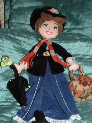 DISNEY STORE MARY POPPINS 19" LARGE PLUSH SOFT DOLL TOY WITH BADGE (B ...