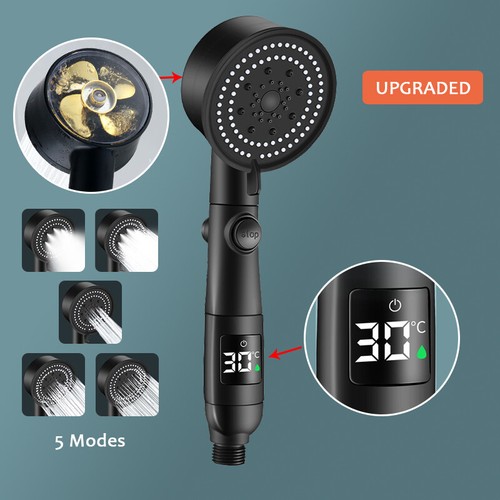 38 Degrees Water Stop Temperature Display Digital Display Shower Head ...