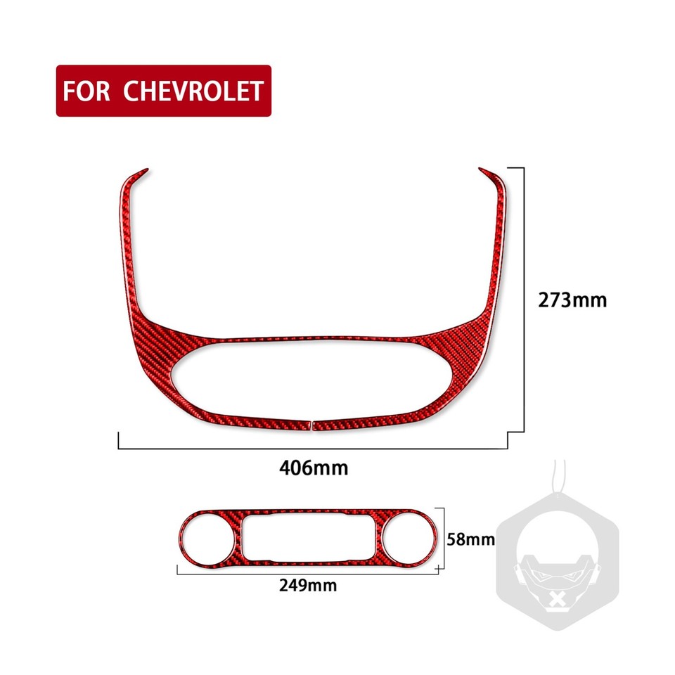 2PCS Carbon Fiber Center Console Display Trim Set For Chevrolet ...