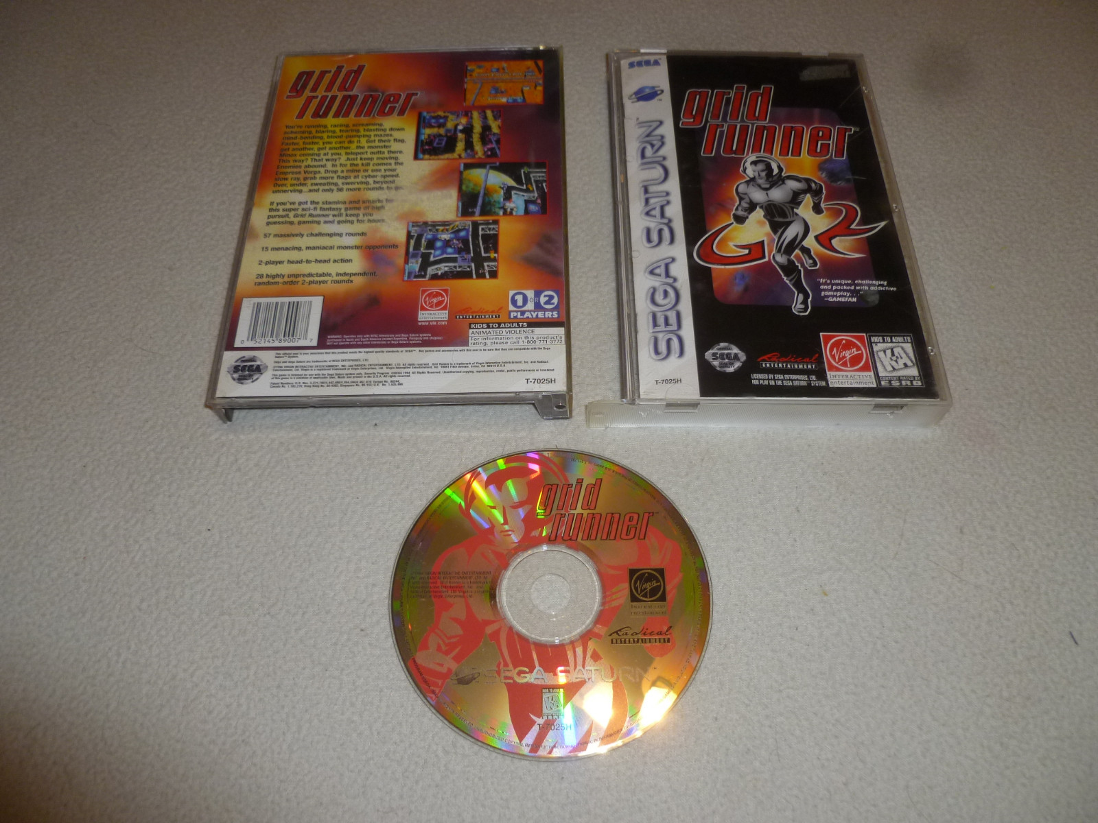 SEGA SATURN VIDEO GAME GRID RUNNER COMPLETE W CASE & MANUAL VIRGIN ...