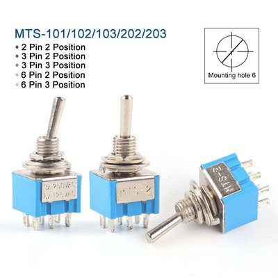 Blue Miniature Toggle Rocker Switches SPDT 3A 250V 6A 125V 2 3 6 Pins ...