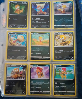 Pokemon 9 Card/Tarjeta Set: 7 Scraggy and 2 Scrafty Cards | eBay