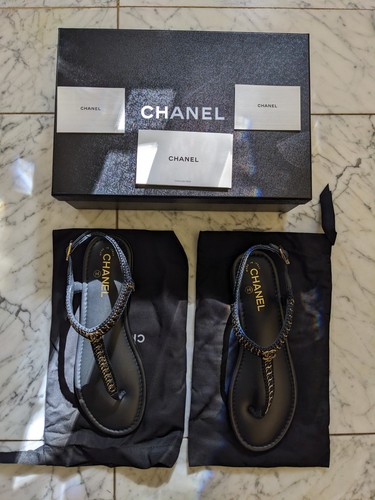 Authentic Chanel Sandals Brand New Black Size 41 | eBay