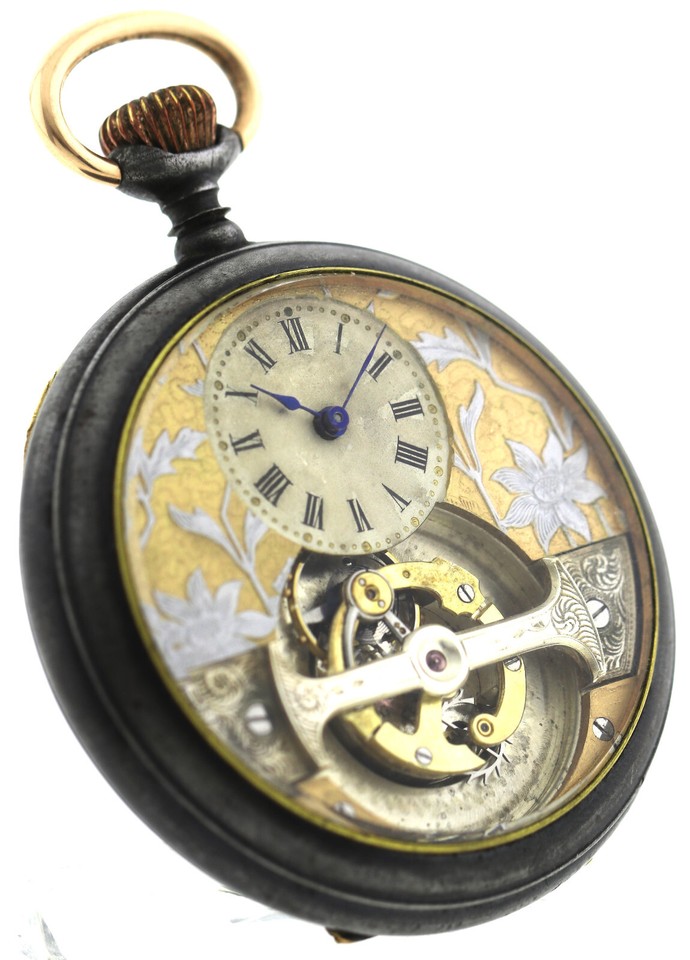 Rarität Mobilis Minuten Tourbillon Patent 7888/1905 Ø 53mm Eisen ...