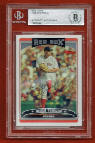 2006 Topps 158 Mike Timlin Signed Card BAS Beckett Boston Red Sox Auto ...