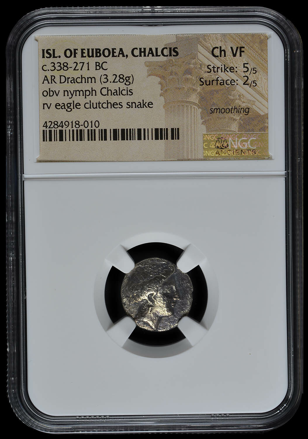 Euboea. Chalkis NGC Ch VF 5/5 2/5 338-308 BC. Drachm AR 15 mm 3,27g ...