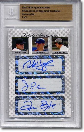 Nick Hagadone * Jason Place * Aaron Bates Autograph Rookie Auto BGS 1/1 ...