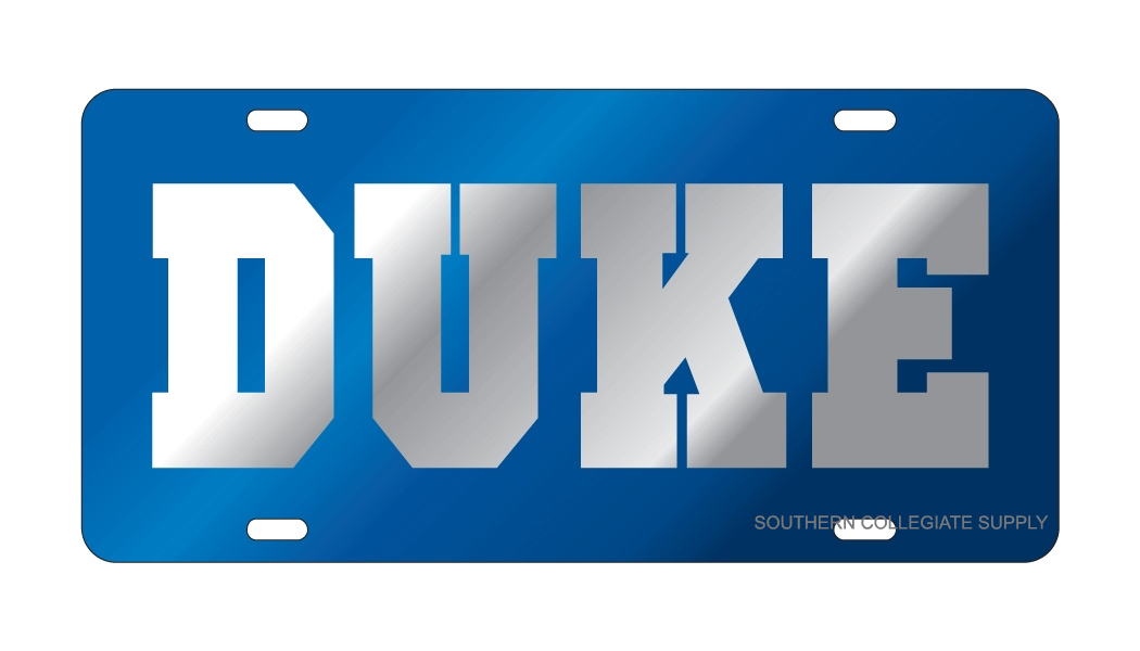 DUKE UNIVERSITY Blue Devils Blue-Silver Mirrored License Plate / Car ...
