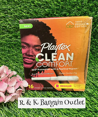 Playtex Clean Comfort Organic Regular Absorbency Tampons Unscented 16 ...